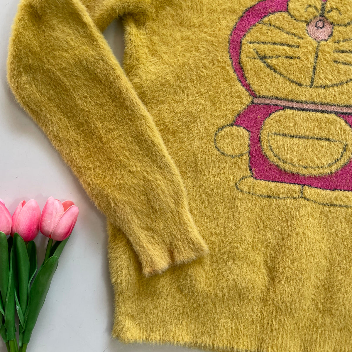 Doraemon Fuzzy Yellow Soft Sweater - Bust 30 to 32 – Outdated