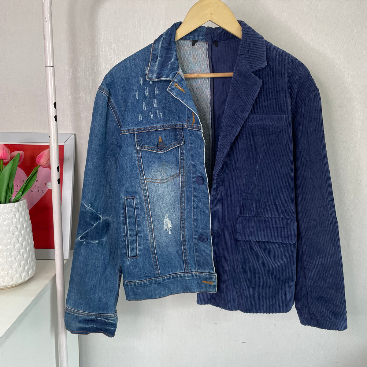 Half & Half Denim Jacket-Bust 46 – Outdated